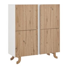 Highboard Vira Wei&szlig;/Kiefer Echtholz/MDF