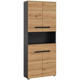 Hochschrank Canu ca. 76x193x34 cm Eiche/Grau