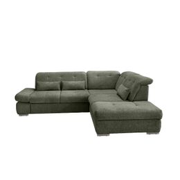 Ecksofa Dalida Dunkel Gr&uuml;n Chenille m. Bettkasten