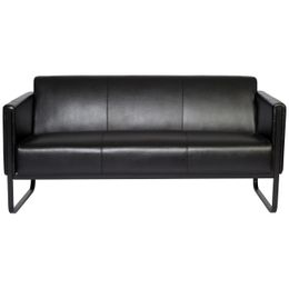 3-Sitzer-Sofa Bali Black Schwarz Lederlook