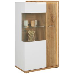 Highboard Ambiente in Wei&szlig;/Eichefarben