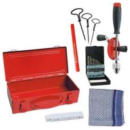 Corvus A600332 - Werkzeug Set Metall Box, rot, Werkzeugkoffer