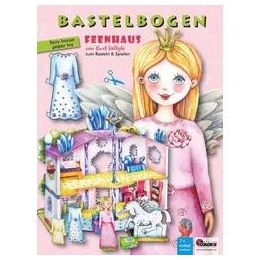Feenhaus basteln Bastelbogen mit Anziehpuppe Ausschneidebogen