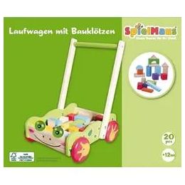 Vedes SpielMaus Holz Laufwagen mit Baukl&ouml;tzen, 20 St&uuml;ck