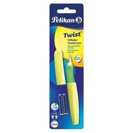 Pelikan F&uuml;llhalter Twist, Neon Gelb, Feder M, universell f&uuml;r Rechts- und Linksh&auml;nder