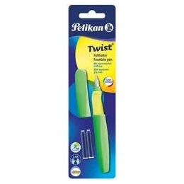 Pelikan F&uuml;llhalter Twist, Neon Gr&uuml;n, Feder M, universell f&uuml;r Rechts- und Linksh&auml;nder