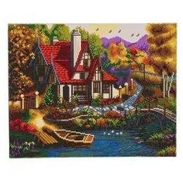Craft Buddy CAK-A56 - Riverside Cottage, 40x50cm Crystal Art Kit, Diamond Painting
