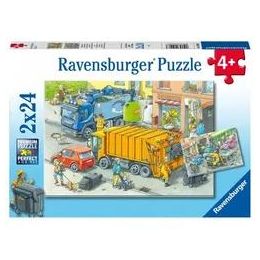 Puzzle Ravensburger M&uuml;llabfuhr und Abschleppwagen 2 X 24 Teile