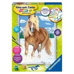 Ravensburger CreArt, Malen nach Zahlen Kinder - Haflinger im Schnee