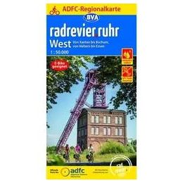 ADFC-Regionalkarte radrevier.ruhr West, 1:50.000, mit Tagestourenvorschl&auml;gen, rei&szlig;- und wetterfest, E-Bike-geeignet, GPS-Tracks Download