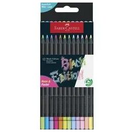Faber-Castell Buntstifte Black Edition, Neon + Pastell, 12er Set