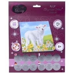 CRAFT Buddy CCK-A99 - Crystal Art Card Kit, Little Lamb, Schaf, 18x18cm, Kristall-Kunstkarte, Diamond Painting