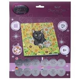 CRAFT Buddy CCK-A103 - Crystal Art Card Kit, Cat Among the Flowers, Katze, 18x18cm, Kristall-Kunstkarte, Diamond Painting