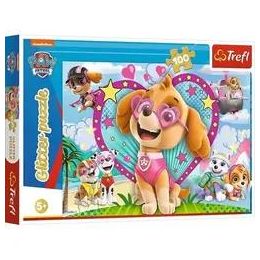 Trefl PAW Patrol Glitterpuzzle, Im Schein des Himmels (Kinderpuzzle)