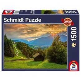Schmidt Spiele Sonnenuntergang &uuml;ber dem Bergdorf Wamberg (Puzzle)