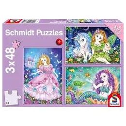 Schmidt Spiele 3x48 Teile Prinzessin, Fee & Meerjungfrau