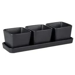 Wenko Snack & Dip Schalen Set Schwarz matt, Tablett mit 3 x 300 ml Schalen