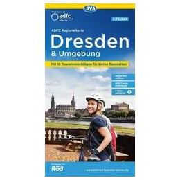 ADFC-Regionalkarte Dresden & Umgebung, 1:75.000, mit Tagestourenvorschl&auml;gen, rei&szlig;- und wetterfest, E-Bike-geeignet, GPS-Tracks Download