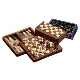 Philos Schach Backgammon Dame Set, Reise, Feld 18 mm, magnetisch