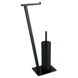 Wenko Stand WC-Garnitur Mod. Lirio Schwarz matt, mit viereckiger Bodenplatte