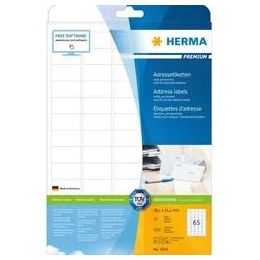 Herma Adressetiketten Premium A4 wei&szlig;, permanent haftend, 25 Blatt