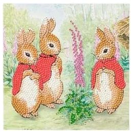 CRAFT Buddy CCK-PRBT03 - Crystal Art Cards, Die Flopsy-Hasen, 18x18 cm, Diamond Painting, Kunstkarte