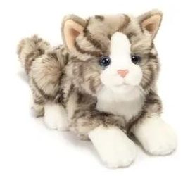 HERMANN TEDDY ORIGINAL Teddy Hermann 90691 - Katze liegend, 20 cm, Pl&uuml;schtier, grau
