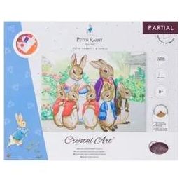 CRAFT Buddy CAK-PRBT52L - Crystal Art Canvas Kit, Peter Rabbit und Familie, 50x40 cm, Diamond Painting, Keilrahmen-Set