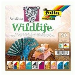 Folia Faltbl&auml;tter WILDLIFE 80g/m2, 15x15cm, 50 Blatt, 10 Motive sortiert