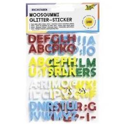Folia Moosgummi Glitter-Sticker BUCHSTABEN, 100 St&uuml;ck, farbig sortiert