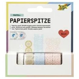 Folia Papierspitze PASTELL, selbstklebend, 4 Rollen &agrave; 1m