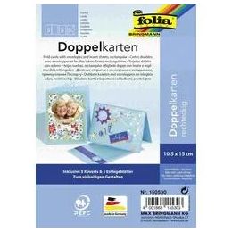Folia Klappkarten/Doppelkarten f&uuml;r Einladungen, Gl&uuml;ckwunsch- oder Gru&szlig;karten, 10,5x15cm, himmelblau, 5 Karten + Kuverts + Einlagen