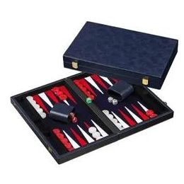 Philos Backgammon blau, medium, Kunstleder