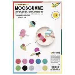 Folia Moosgummi GLITTER/BASIC 20x29cm 10 Blatt farbig