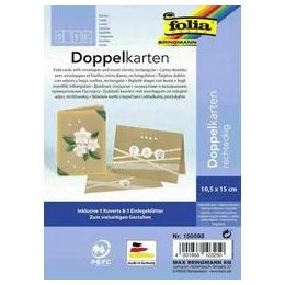 Folia Klappkarten/Doppelkarten f&uuml;r Einladungen, Gl&uuml;ckwunsch- oder Gru&szlig;karten, 10,5x15cm, natron-braun, 5 Karten + Kuverts + Einlagen