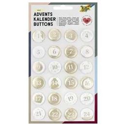 Folia Adventskalender Buttons PERLMUTT 24er Set