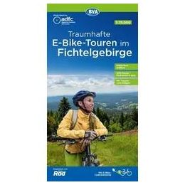 ADFC-Regionalkarte Traumhafte E-Bike-Touren im Fichtelgebirge, 1:75.000, mit Tagestourenvorschl&auml;gen, rei&szlig;- und wetterfest, GPS-Tracks Download