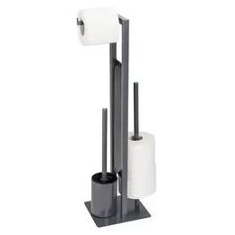 Wenko Stand WC-Garnitur Mod. Rivalta Grau, Platte aus Sicherheitsglas
