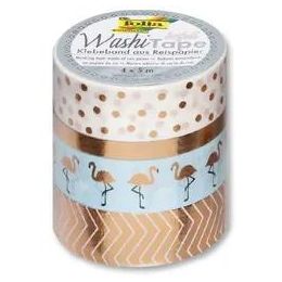 Folia Washi-Tape 4er Set HOTFOIL ROSEGOLD 3x 15mmx5m + 1x 5mmx5m