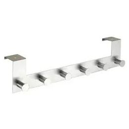 Wenko T&uuml;rgarderobe Edelstahl Mod. Celano 4 cm, 6 Haken, f&uuml;r T&uuml;rfalzst&auml;rken bis 4 cm