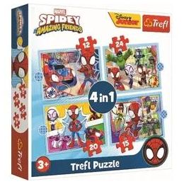 Trefl 4 in 1 Puzzle 12,15, 20, 24 Teile Marvel Spidey