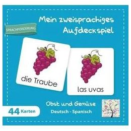 Mein zweisprachiges Aufdeckspiel, Obst und Gem&uuml;se Deutsch-Spanisch (Kinderspiel)