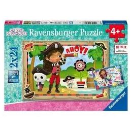 Ravensburger Kinderpuzzle 2x24 Teile - Gabby s Dollhouse - Auf zur Piraten-Party!