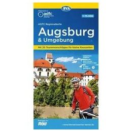 ADFC-Regionalkarte Augsburg und Umgebung, 1:75.000, mit Tagestourenvorschl&auml;gen, rei&szlig;- und wetterfest, E-Bike-geeignet, GPS-Tracks-Download