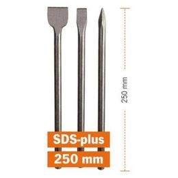 Projahn Mei&szlig;el-Set ECO, 3-teilig, SDS-plus, Spitzmei&szlig;el 250 mm, Flachmei&szlig;el 250 x 20 mm, Spatmei&szlig;el 250 x 40 mm