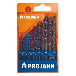 Projahn Spiralbohrer-Set, HSS-G, 13-teilig, &Oslash; 1,5&ndash;6,5 mm / 0,5 mm Schritte + &Oslash; 3,2 + 4,8 mm, Kunststoffkassette