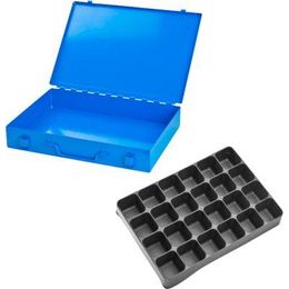 Sortimentskoffer ADB, leer, 24-fache Einteilung, abschlie&szlig;bar, mit Griff, B 330 x T 230 x H 50 mm, Stahl & ABS-Kunststoff, lichtblau RAL 5012