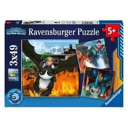 Ravensburger Kinderpuzzle 3x49 Teile - Dragons - Die 9 Welten