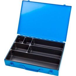 Sortimentskoffer ADB, leer, 6-fache Einteilung, abschlie&szlig;bar, mit Griff, B 330 x T 230 x H 50 mm, Stahl & ABS-Kunststoff, lichtblau RAL 5012