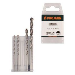 Projahn Fliesenbohrer-Set EXTREME, Hartmetall-Platte, 4-teilig, zylindrischer Schaft, &Oslash; 4-5-6-8 mm